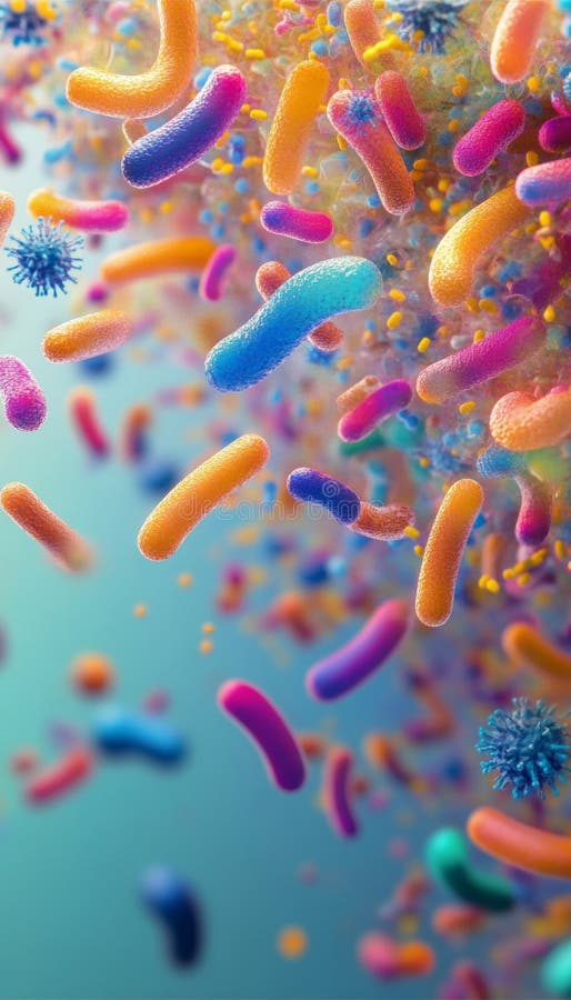 Colorful Microscopic World Bacteria, Viruses, and Germs in a Dynamic ...