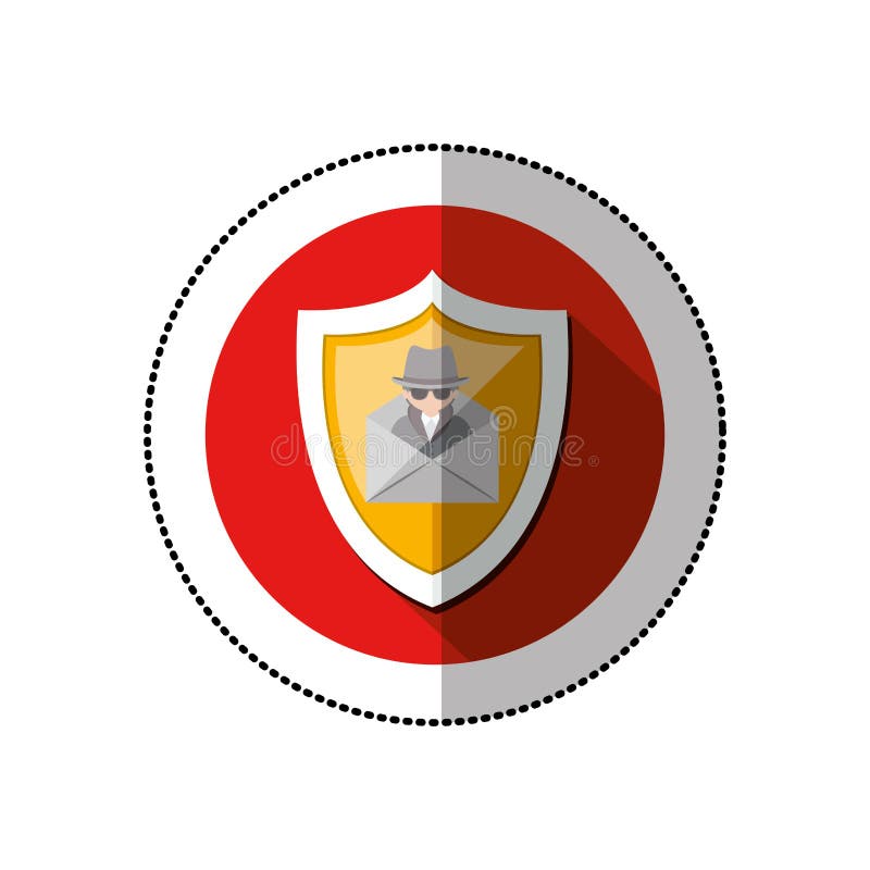 Colorful Middle Shadow Sticker with Red Circle with Shield and Mail ...