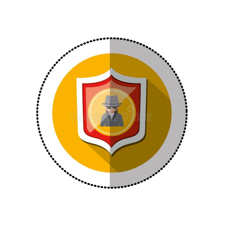 Colorful Middle Shadow Sticker with Yellow Circle with Shield and ...