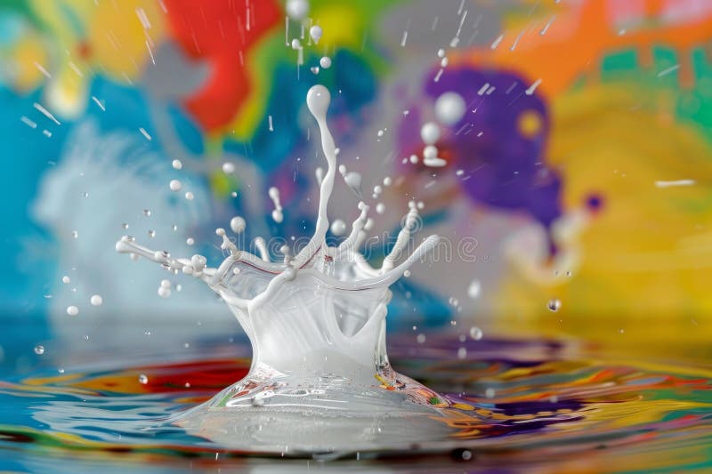Colorful Milk Splash on Vibrant Background Stock Photo - Image of ...