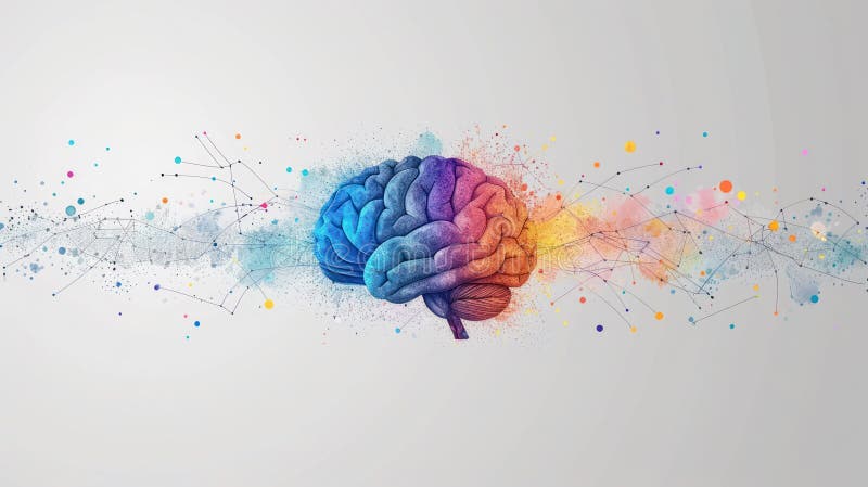 Colorful Mind: an Illustration of the Concept with Gray and Vibrant ...