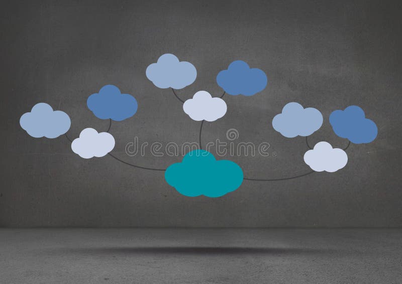 Colorful Mind Map Clouds Over Bright Background Stock Illustration ...
