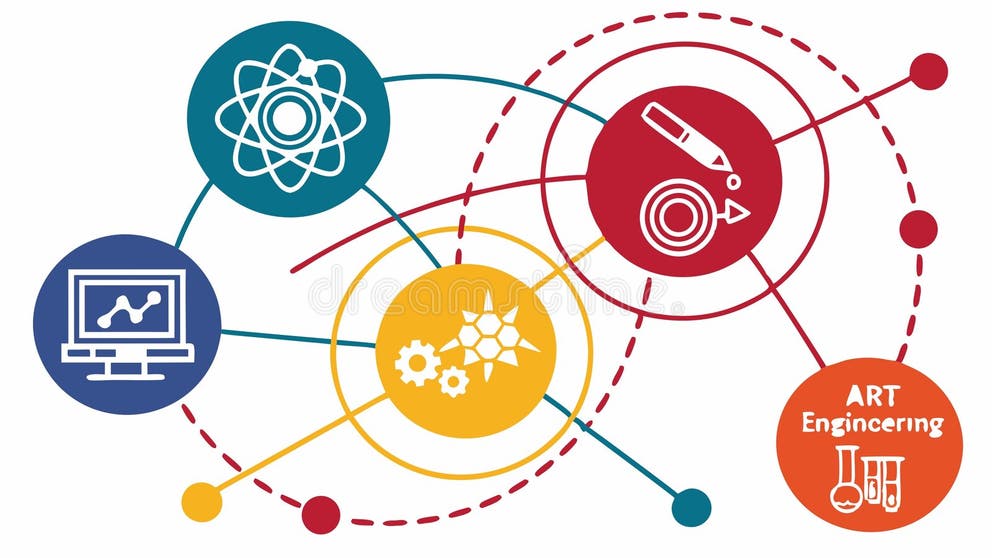 Colorful Mind Map of STEM and Arts Learning and Creativity Icons ...