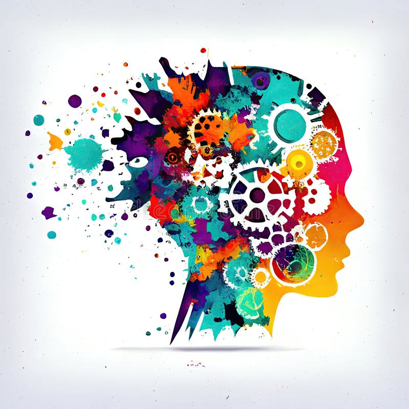 A Colorful Mind Overflowing with Ideas. Stock Illustration ...