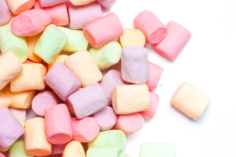 Colorful Mini Marshmallows Isolated on White Background, Macro. Stock ...