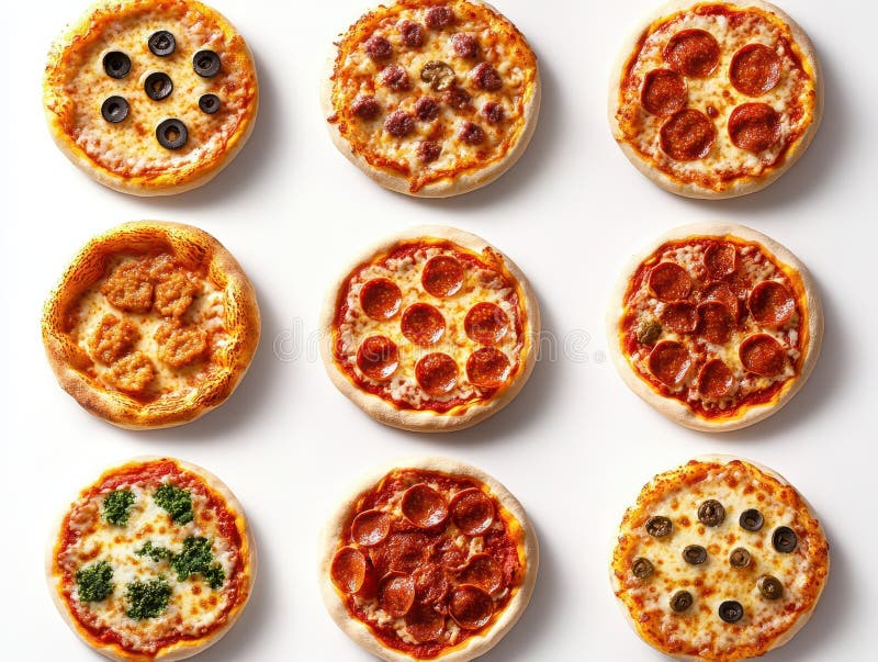 Colorful Mini Pizzas with Various Toppings, a Delicious Party Snack or ...
