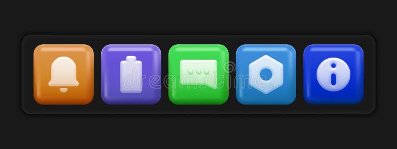 Colorful Mini Set of 3d Icons Stock Vector - Illustration of interface ...