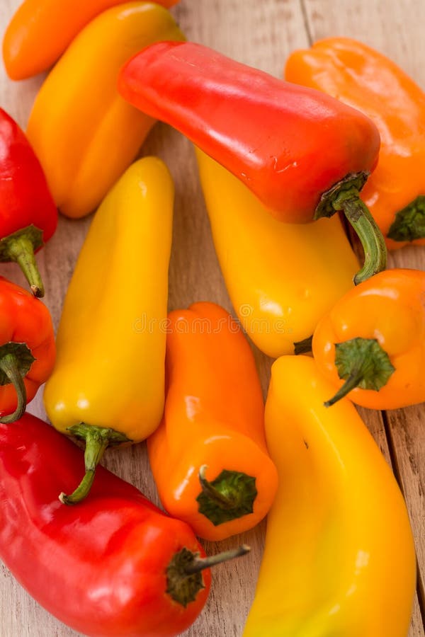 Colorful Mini Sweet Bell Peppers Close Up from Above Stock Photo ...