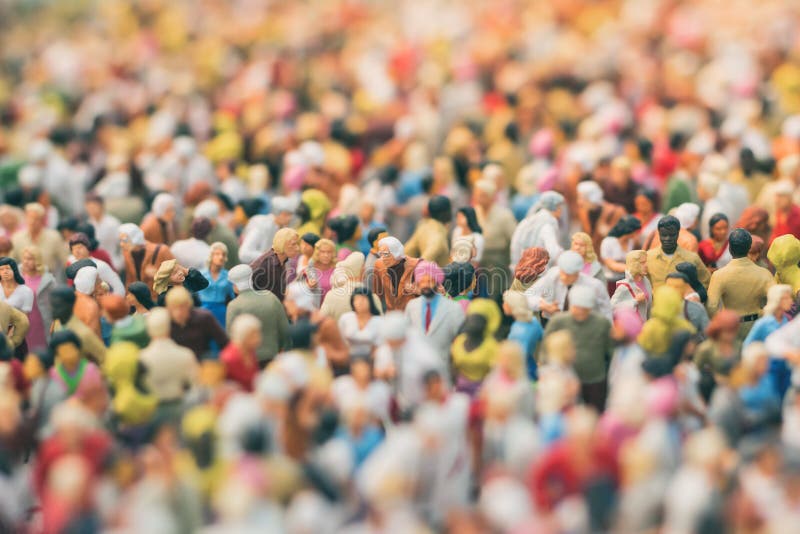 Colorful Miniature Crowd. Multiracial Gathering of People Stock Photo ...
