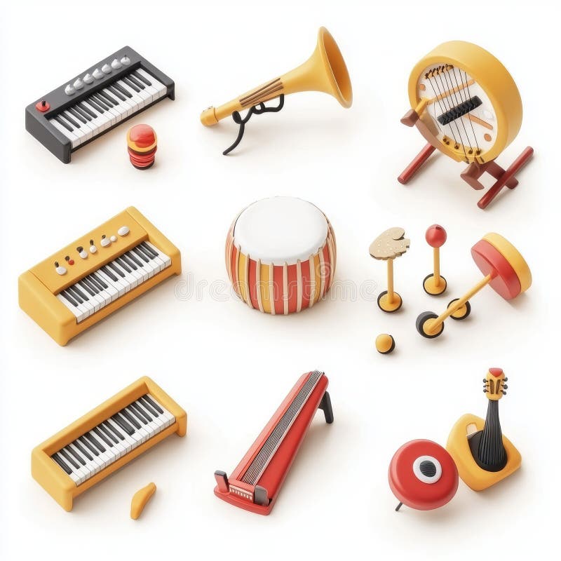 Collection of Miniature Musical Instruments: a Delightful Set Stock ...
