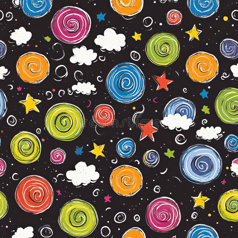 A Colorful Minimal Cartoon Pop Art Design Featuring Space and Planets ...