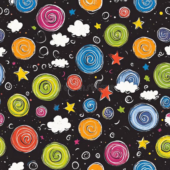 A Colorful Minimal Cartoon Pop Art Design Featuring Space and Planets ...