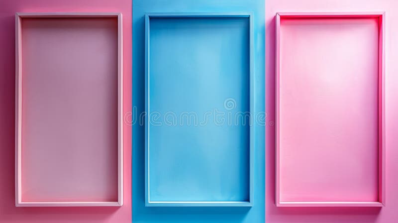 Colorful Minimalist Background with Three Rectangular Frames in Pink ...