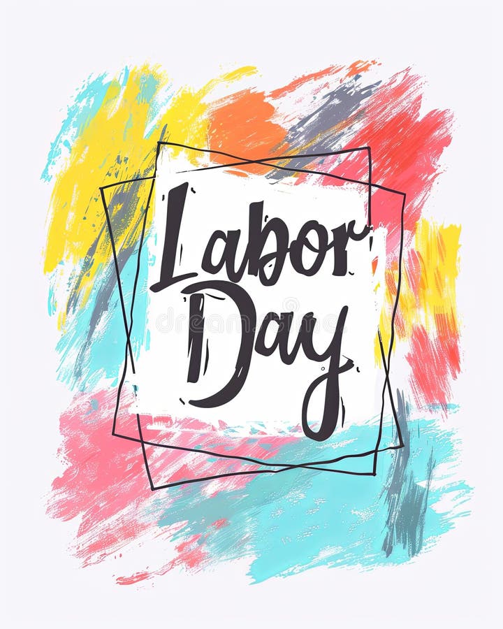 Colorful Minimalist Labor Day Card with Abstract Paint Strokes Stock ...