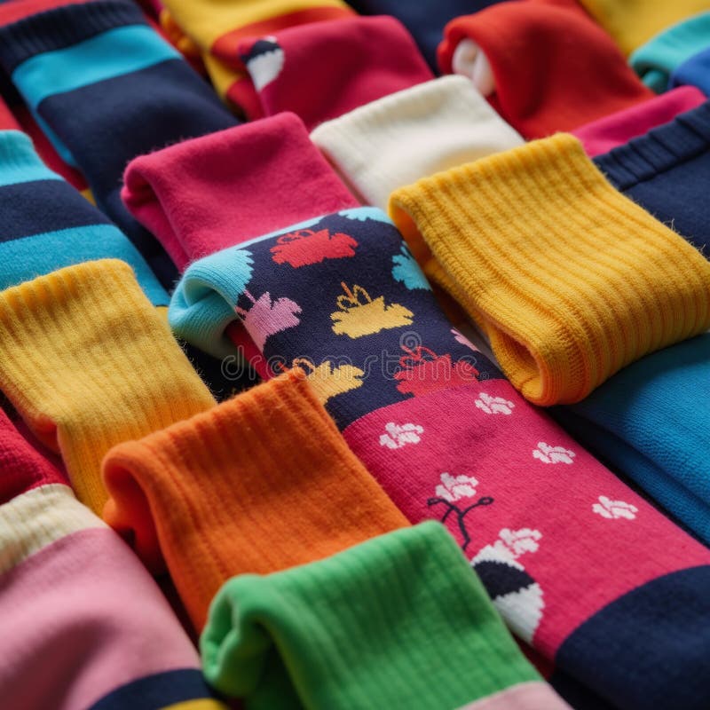 Colorful Mismatched Socks Collection Stock Illustration - Illustration ...