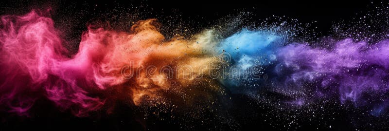 Colorful Mist with Splashes on Black. Stock Image - Image of bright ...