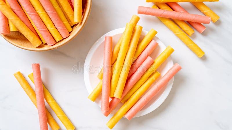Colorful wafer roll stick stock photo. Image of cocoa - 159797036