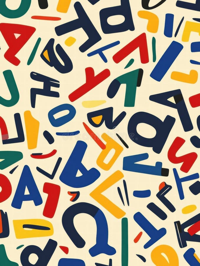 Colorful Playful Pattern of Stylized Alphabet Letters in Various ...