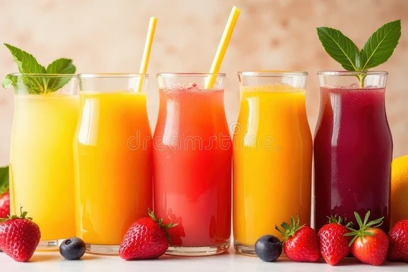 Colorful Mixed Fruit Juice Arrangement Stock Illustration ...
