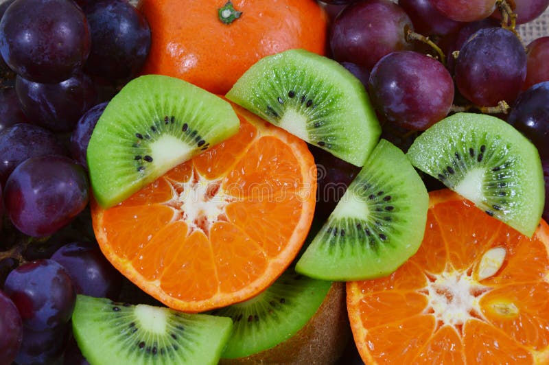 Colorful mixed fruits stock photo. Image of grape, green - 86019966