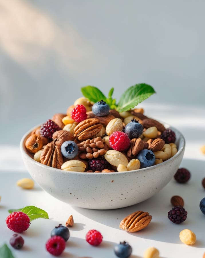 Colorful Mixed Nuts and Berries in a Bowl Stock Image - Image of ...