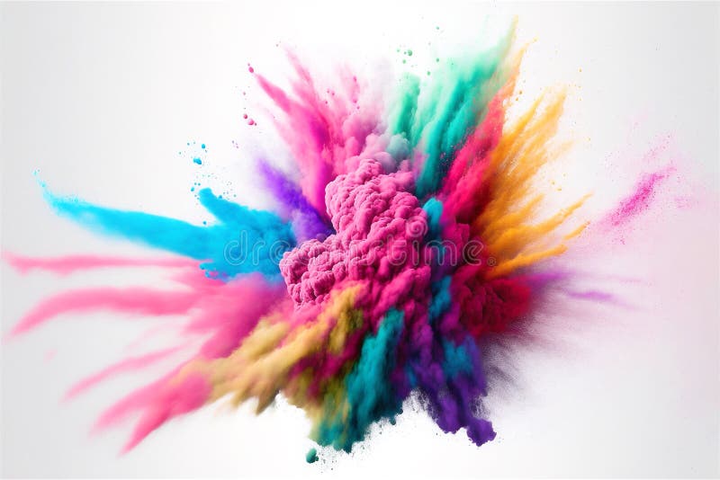 Colorful Mixed Rainbow Powder Explosion Isolated on White Background ...
