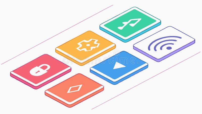 Colorful Mobile App Icons Set Vector Illustration, Digital User ...