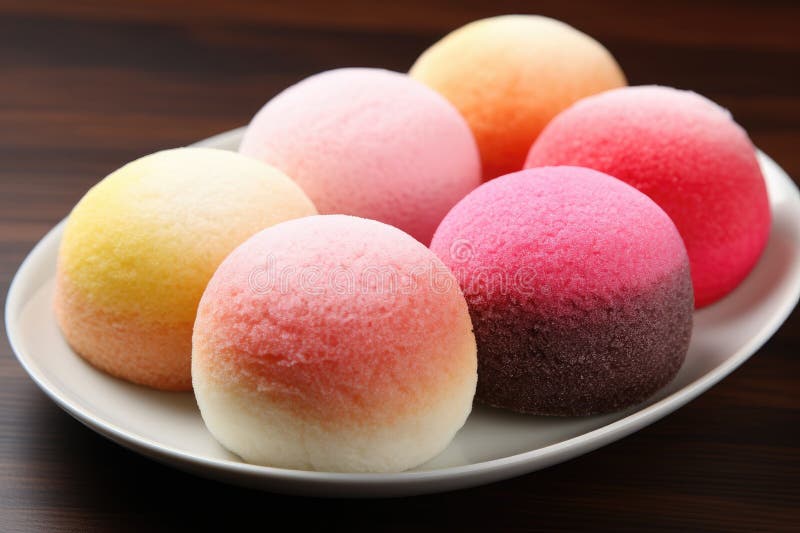 Colorful mochi on a plate stock photo. Image of delicacy - 301819162