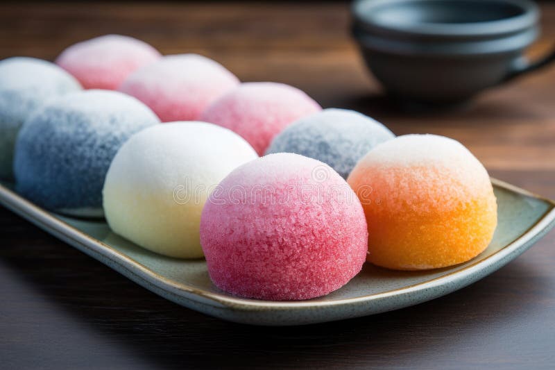 Colorful mochi on a plate stock photo. Image of delicacy - 301819170
