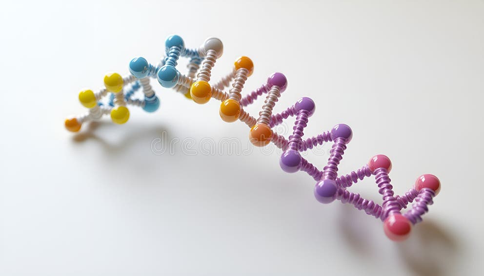 Colorful Model of DNA Structure on White Background Stock Photo - Image ...