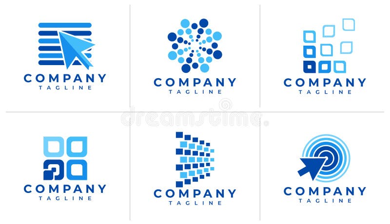 Colorful Modern Abstract Logo Mark Template. Digital Pixel Shape Logo ...