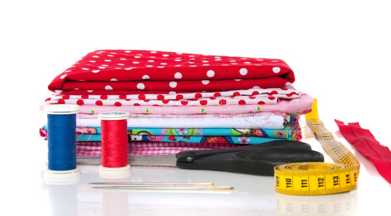 Colorful Modern Cotton Fabrics Stock Image - Image of dotted, scissor ...