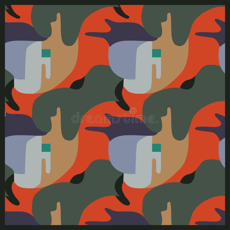 Colorful Modern Decorative Pattern with Curvy Geometrical Elements and ...