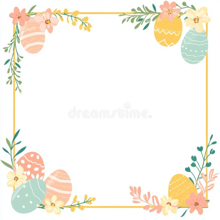 A Colorful, Modern Easter Egg Hunt Border with Ornaments in a Flat ...
