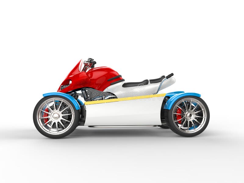 Red Quad Bike with Yellow Side Panels Stock Illustration - Illustration ...
