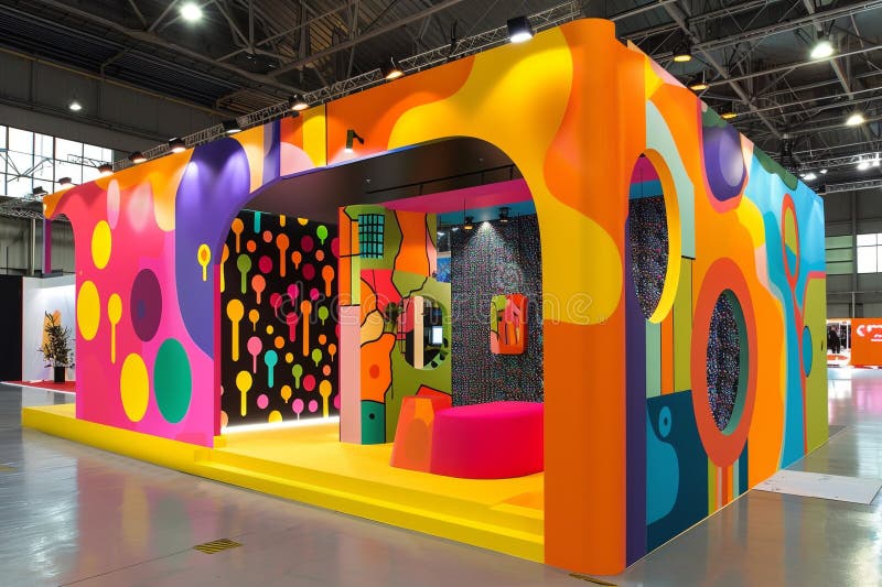 Colorful Exhibition Booth Design Stock Illustration - Illustration of ...
