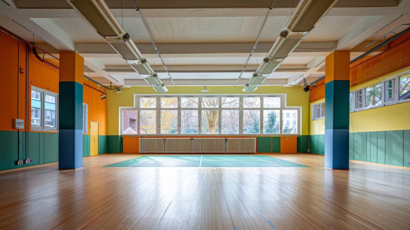 Colorful Modern Gymnasium with Large Windows, Generative AI Stock Image ...