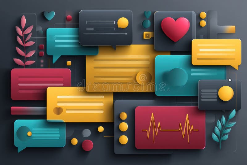 Colorful Modern Healthcare Chatbot Interface Featuring Heart Symbol and ...