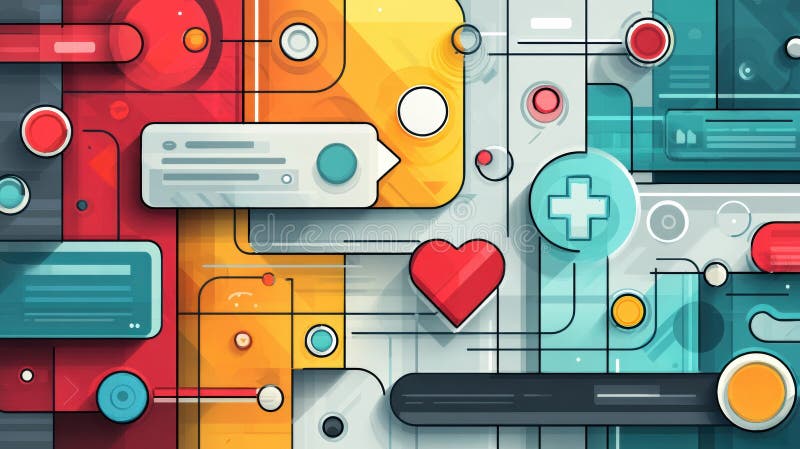 Colorful Modern Healthcare Chatbot Interface with Heart Symbol and ...