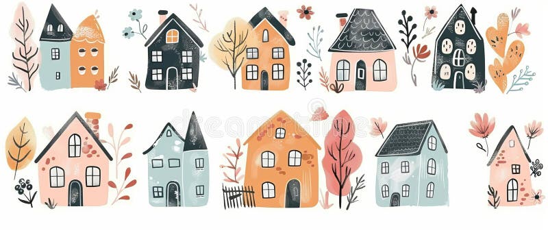 Colorful Modern Houses for Spring Designs. Modern Flat Illustration ...