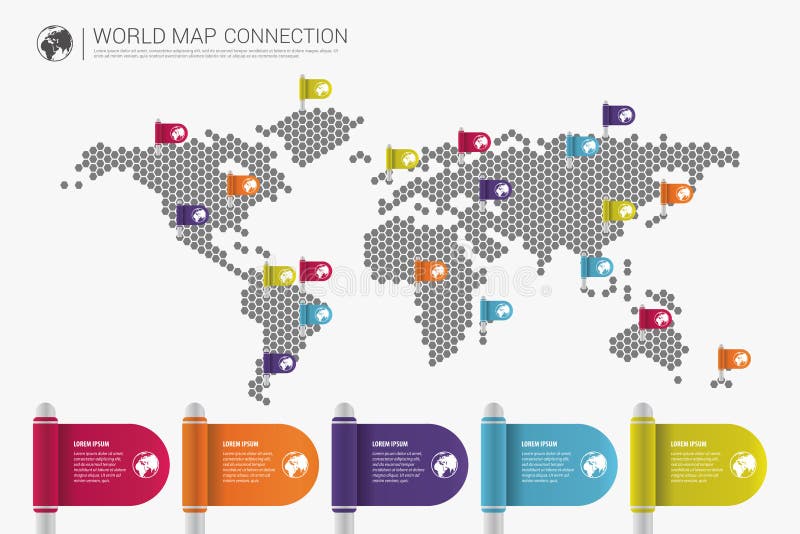 Colorful Modern Infographic World Map Connection Concept. Vector Stock ...