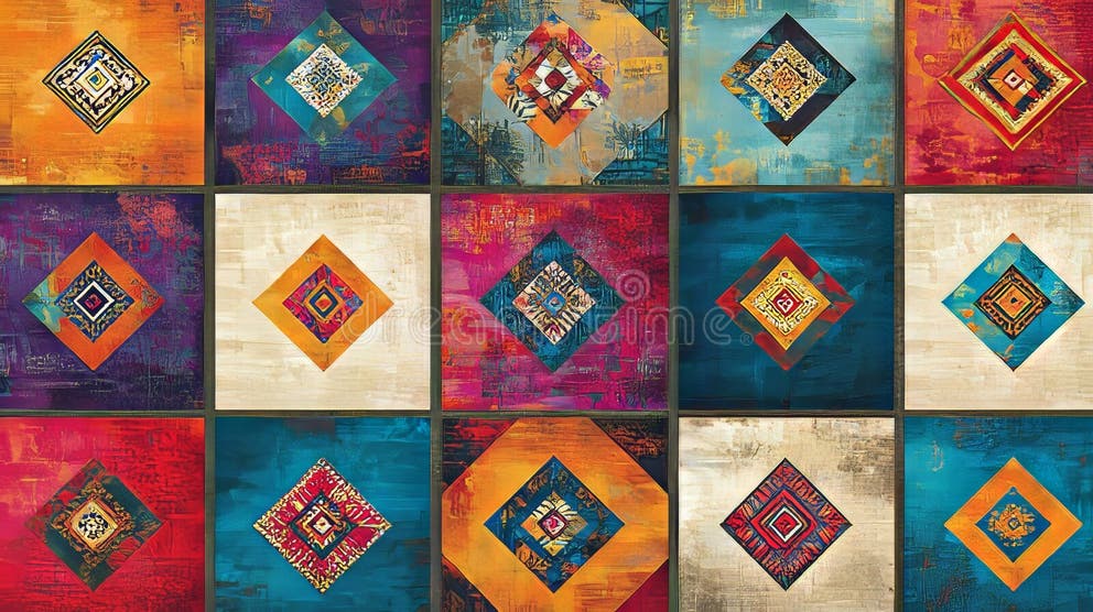 A Colorful Modern Patchwork Quilt Pattern Featuring Indian, Arabic, and ...