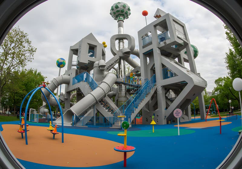 Colorful Modern Playground Design Stock Illustration - Illustration of ...