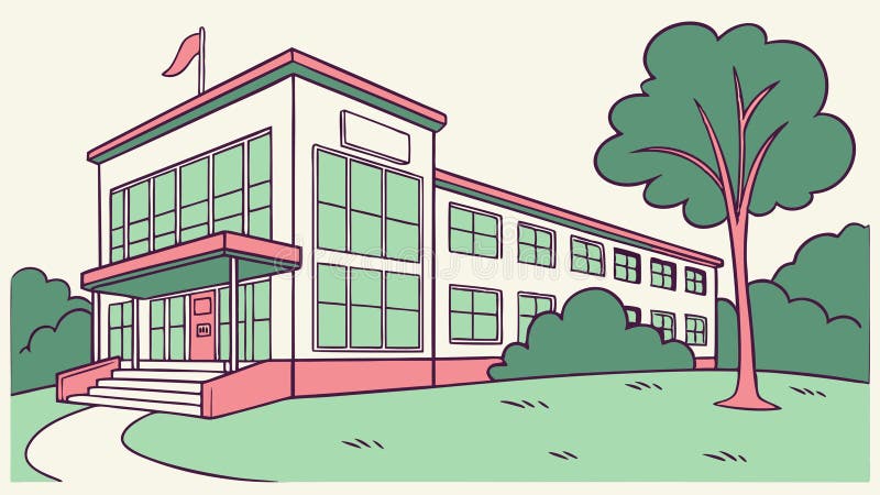 Colorful Modern School, Bright Learning Environment. Vector Design ...