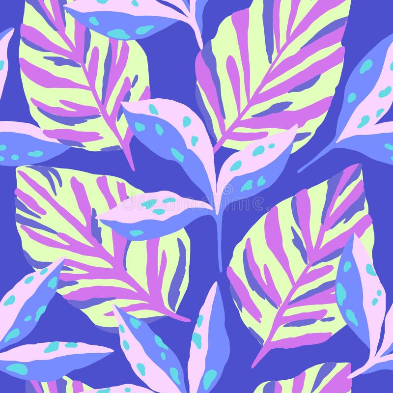 Colorful Modern Seamless Pattern with Abstract Leaves Stock ...