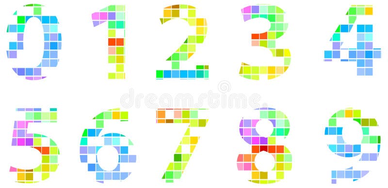 Colorful Modern Square Mosaic Numbers Stock Vector - Illustration of ...