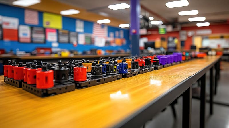 Colorful Modular Components Arranged on a Lab Table Stock Illustration ...