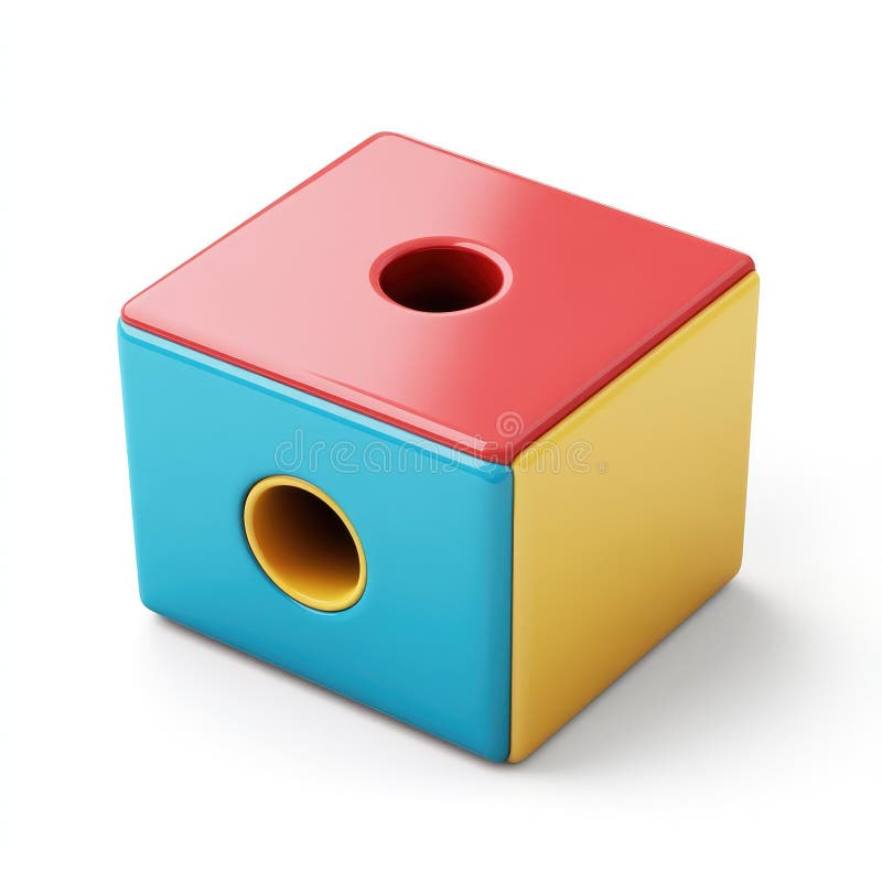 Colorful Cube Toy with Holes: Fun Educational Plaything for Kids Stock ...