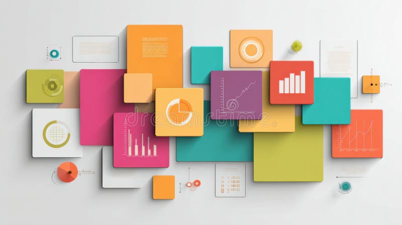 Modular Infographic Layout Template Featuring Colorful Blank Blocks for ...