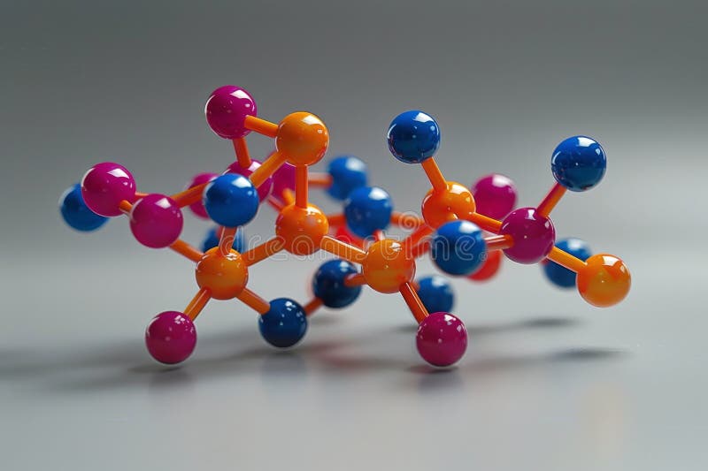 Colorful Molecular Structure Model Connected Spheres White Background ...